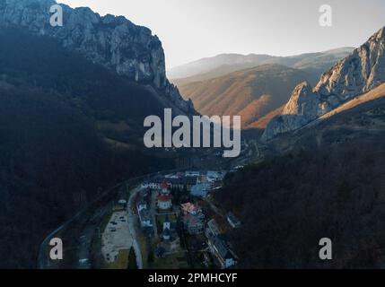 Aerial view of the Ramet monastery - Romania in Apuseni mountains Stock ...
