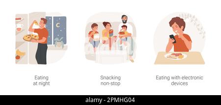 Snacking in front of tv isolated cartoon vector illustration. Teens ...