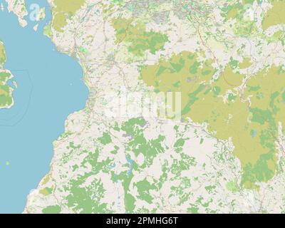 East Ayrshire, region of Scotland - Great Britain. Grayscale elevation ...