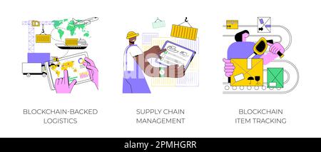 Blockchain item tracking isolated cartoon vector illustrations ...