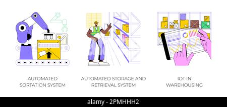 IoT in warehousing isolated cartoon vector illustrations Stock Vector ...