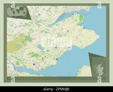 Fife, region of Scotland - Great Britain. Low resolution satellite map ...