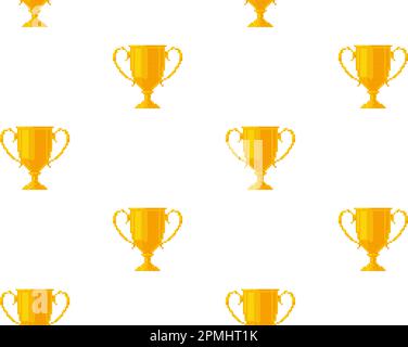8 bit winner cup pattern. Retro seamless pixel game background with ...