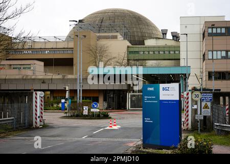 This photo shows an entrance of the RWE nuclear power plant 'Emsland ...