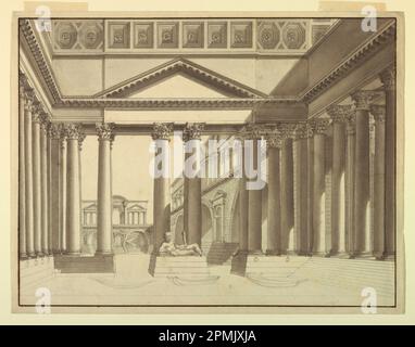 Drawing, Stage Design, Temples on Riverside, early 19th century Stock ...