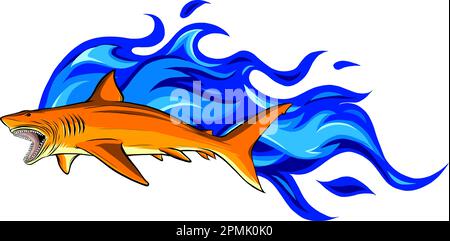 great white shark vector illustratio design on white background ...