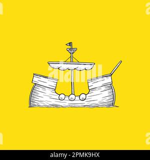 medieval merchant ship. vintage style. - vector Stock Vector Image ...