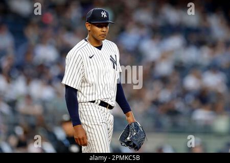 New York Yankees pitcher Jhony Brito reacts against the Minnesota Twins ...