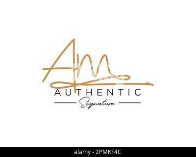 A M AM Initial letter handwriting and signature logo. A concept ...