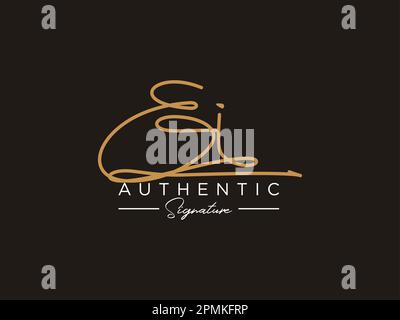 E, I, EI Initial letter handwritten and signature vector image template ...