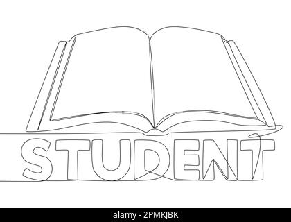 Continuous one single line of nerd scientist doing experiment isolated ...