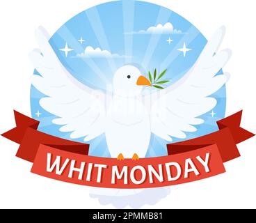 Whit Monday Vector Illustration with a Pigeon or Dove for Christian ...