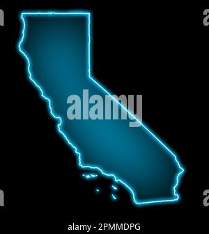 California Map with Neon Blue Outline and Red Lettering Stock Photo - Alamy