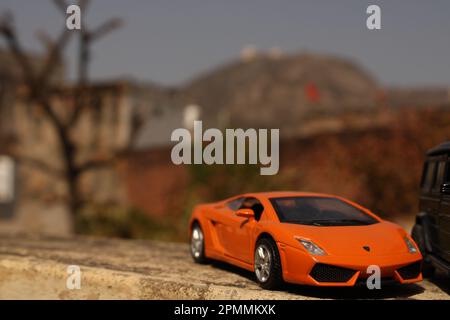 Classic fifties scale model toy car from front view Stock Photo - Alamy