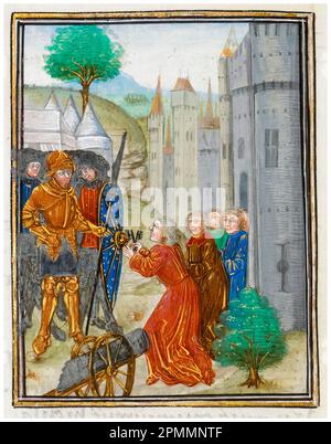 Illustration from a 15th century Flemish Book of Hours showing the ...