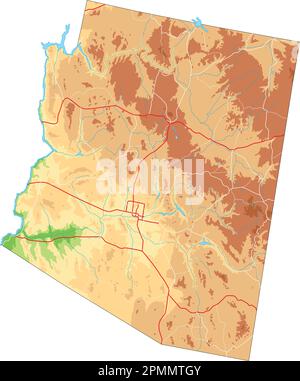 High detailed Arizona physical map Stock Vector Image & Art - Alamy