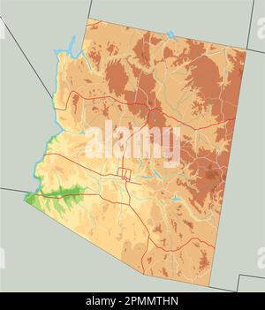 High detailed Arizona physical map Stock Vector Image & Art - Alamy