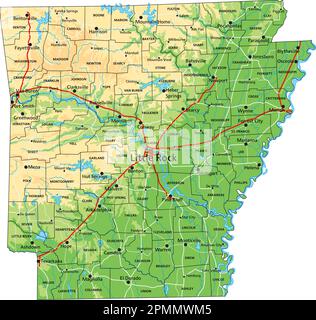High detailed Arkansas road map with labeling Stock Vector Image & Art ...