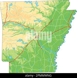 High detailed Arkansas road map with labeling Stock Vector Image & Art ...