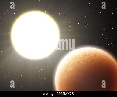 Planets outside our solar system. Exoplanets and exoplanetary systems, space background. 3d ...
