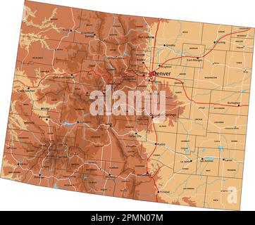Colorado Springs, Colorado, United States, high resolution vector map ...