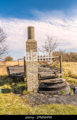 Tar pot oven for preparinng fishing nets, Helnaes Denmark Stock Photo ...