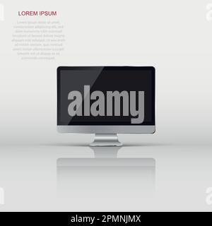 Desktop computer flat icon. Realistic vector illustration Stock Vector ...