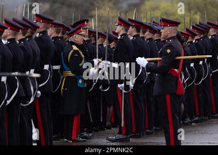 King Charles III inspects Officer Cadets on parade during the 200th ...