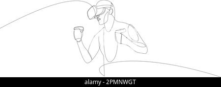 Virtual reality headset - one line design style illustration Stock ...