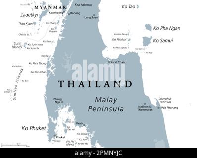 Thailand political map, from Ko Tao and Ko Samui to Phuket and Phi Phi ...