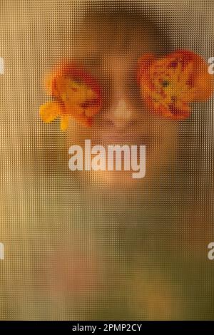 Women's portrait through a matte glass Stock Photo - Alamy