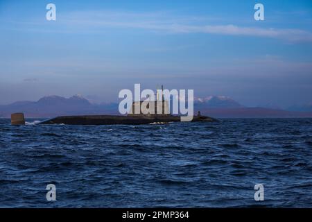A surfaced Astute class nuclear powered hunter killer submarine of the ...