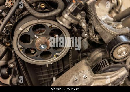 Replacing the Timing Belt on a Car Engine Stock Photo - Alamy