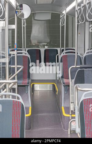 Public Bus Padded Seats Modern Interior City Transport Stock Photo - Alamy