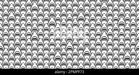 shark fin seamless pattern dolphin isolated vector whale ocean wave sea ...