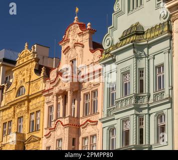 PILSEN, CZECH REPUBLIC, EUROPE - Colorful building facades in the Main ...
