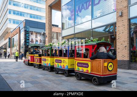 The Easter Express giving train rides to families on the high street in ...