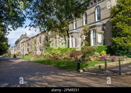 Victorian houses in the Derbyshire Spa town of Buxton in the English ...