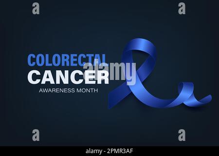 Colorectal Cancer Banner, Card, Placard with Vector 3d Realistic Dark ...