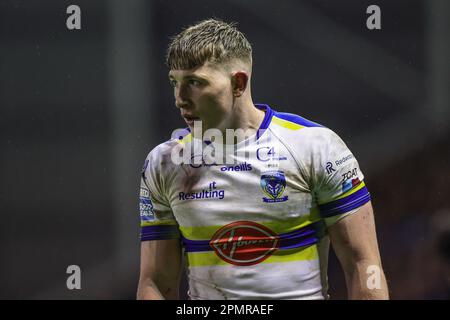 Matty Nicholson #12 of Warrington Wolves goes over for a try during the ...