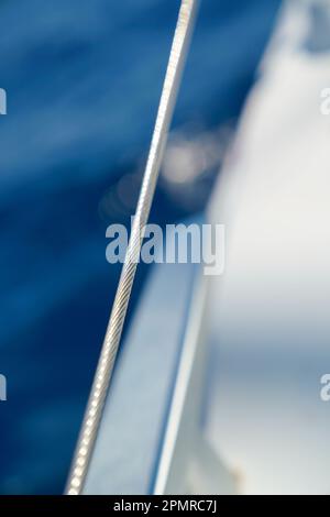 detail of rigging boat with catamaran and sea out of focus Stock Photo ...