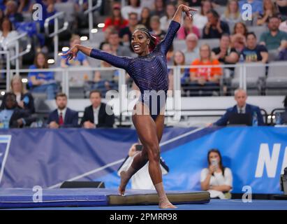 Auburn's Derrian Gobourne competes in the floor exercise during the ...