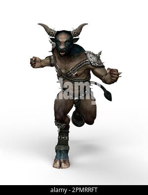 A Minotaur, the mythical monster from Greek mythology, in fighting pose ...
