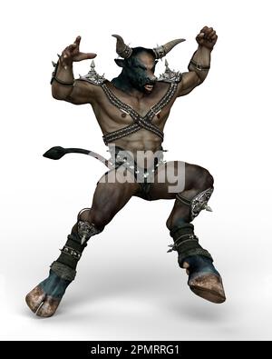 A Minotaur, the mythical monster from Greek mythology, in fighting pose ...