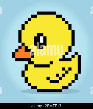8 bit rubber duck pixels. animal vector illustration Stock Vector Image ...