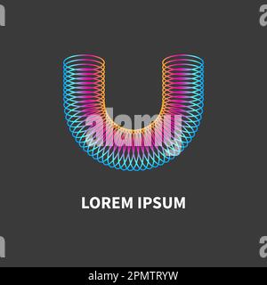 U letter, geometric shape made of thin lines. Logo, company icon ...
