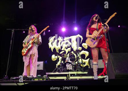 Hester Chambers, left, and Rhian Teasdale of Wet Leg perform at the ...