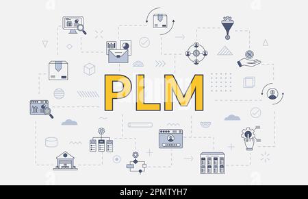 plm concept with icon set template banner with modern blue color style ...