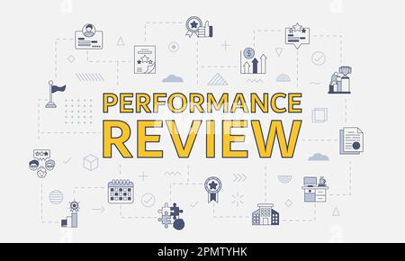 performance review concept with icon set template banner and circle ...