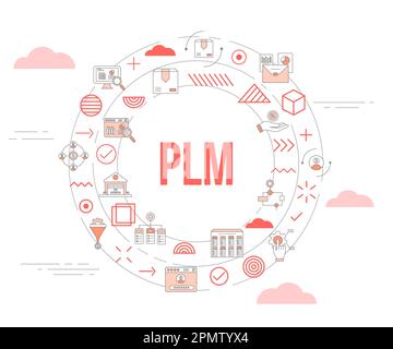 plm concept with icon set template banner with modern blue color style ...